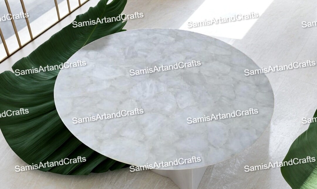 White Quartz Round Center Table Top, Natural Quartz Table Top , Quartz ...