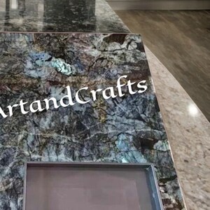 Labradorite Stone Kitchen Slab, Gemstone Bar Countertops, Luxury ...