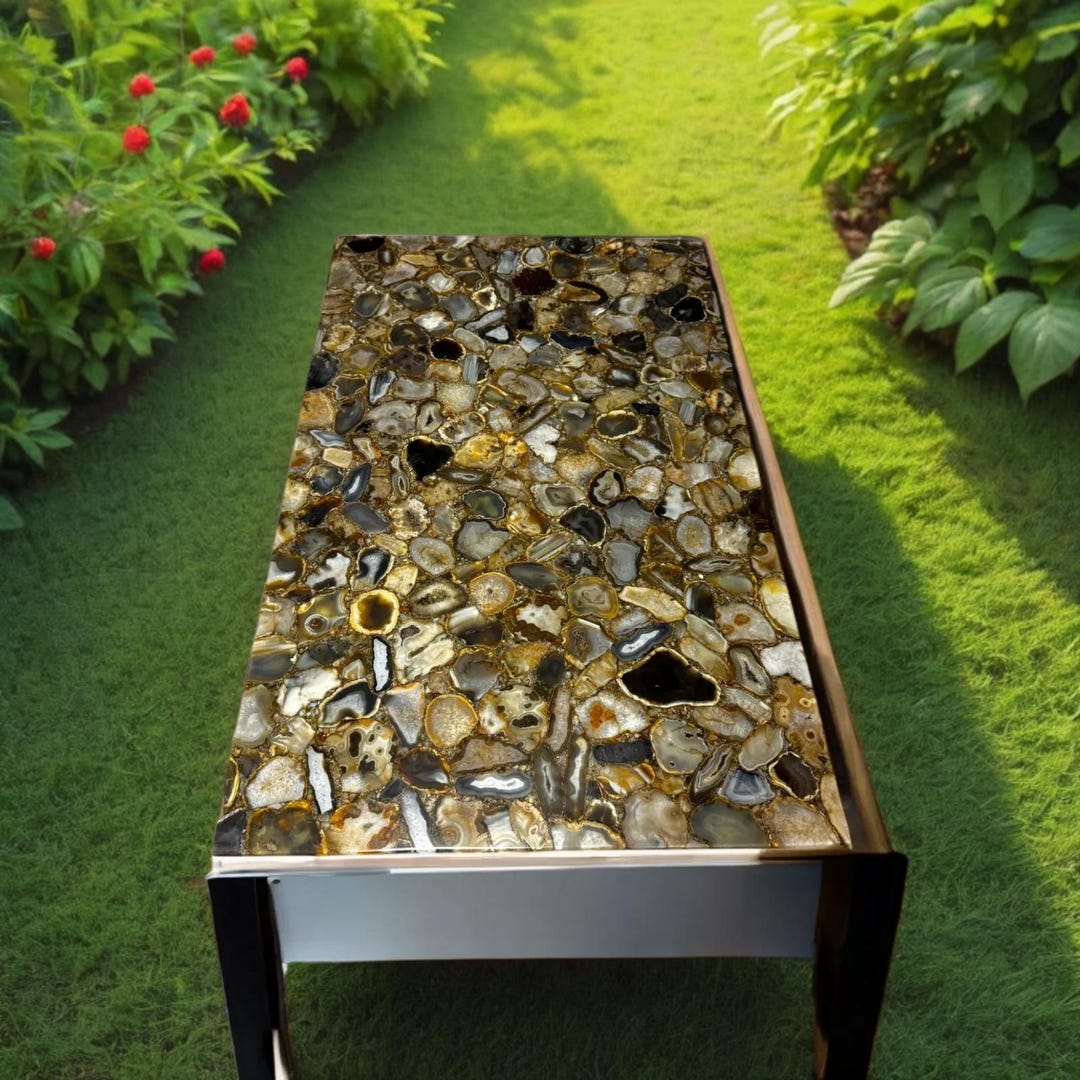 Yellow Agate Natural Stone Table Top| Kitchen Counter Top | Handmade ...