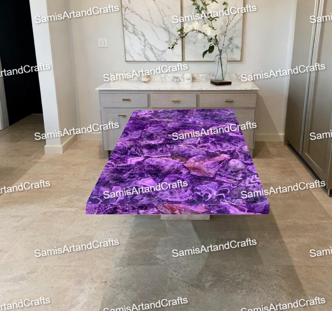 Amethyst Stone Center Office Table/ Counter Kitchen Tables/ Semi ...
