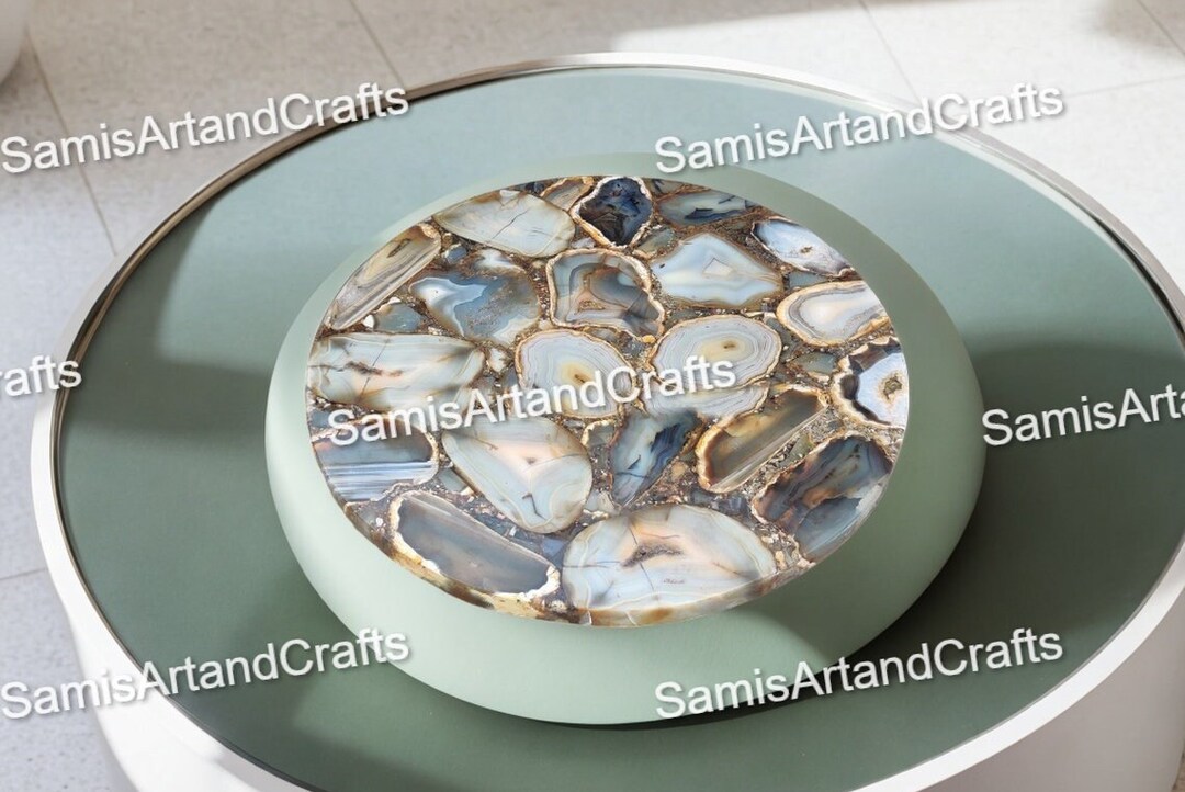 Round Agate Table Top: Stone Side & End Table, Home Decor - Etsy