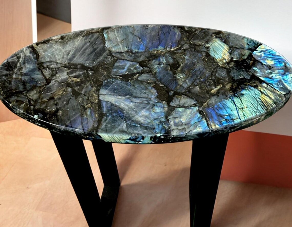Labradorite Table, Agate Side Table, Oval Labradorite Coffee Table ...