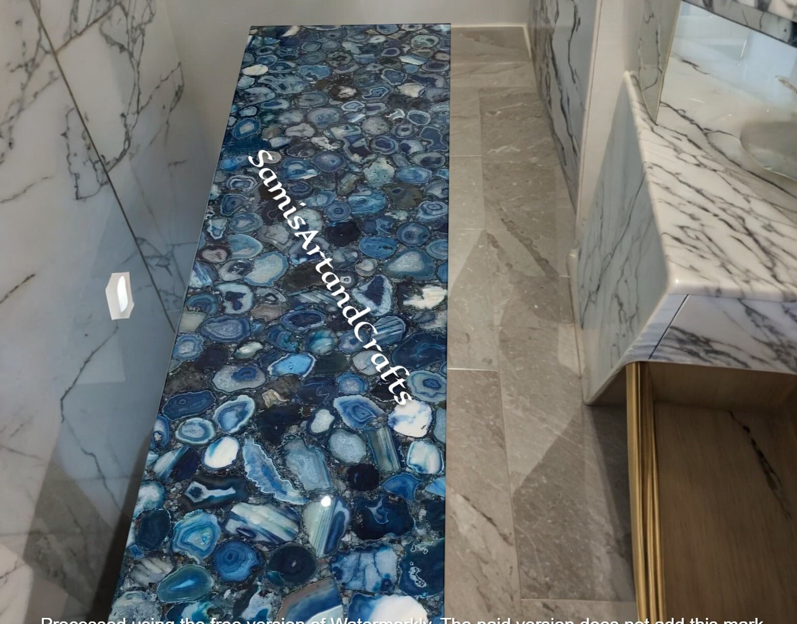 Blue Agate Kitchen Counter Slab, Agate Bar Counter Top, Dining Table ...