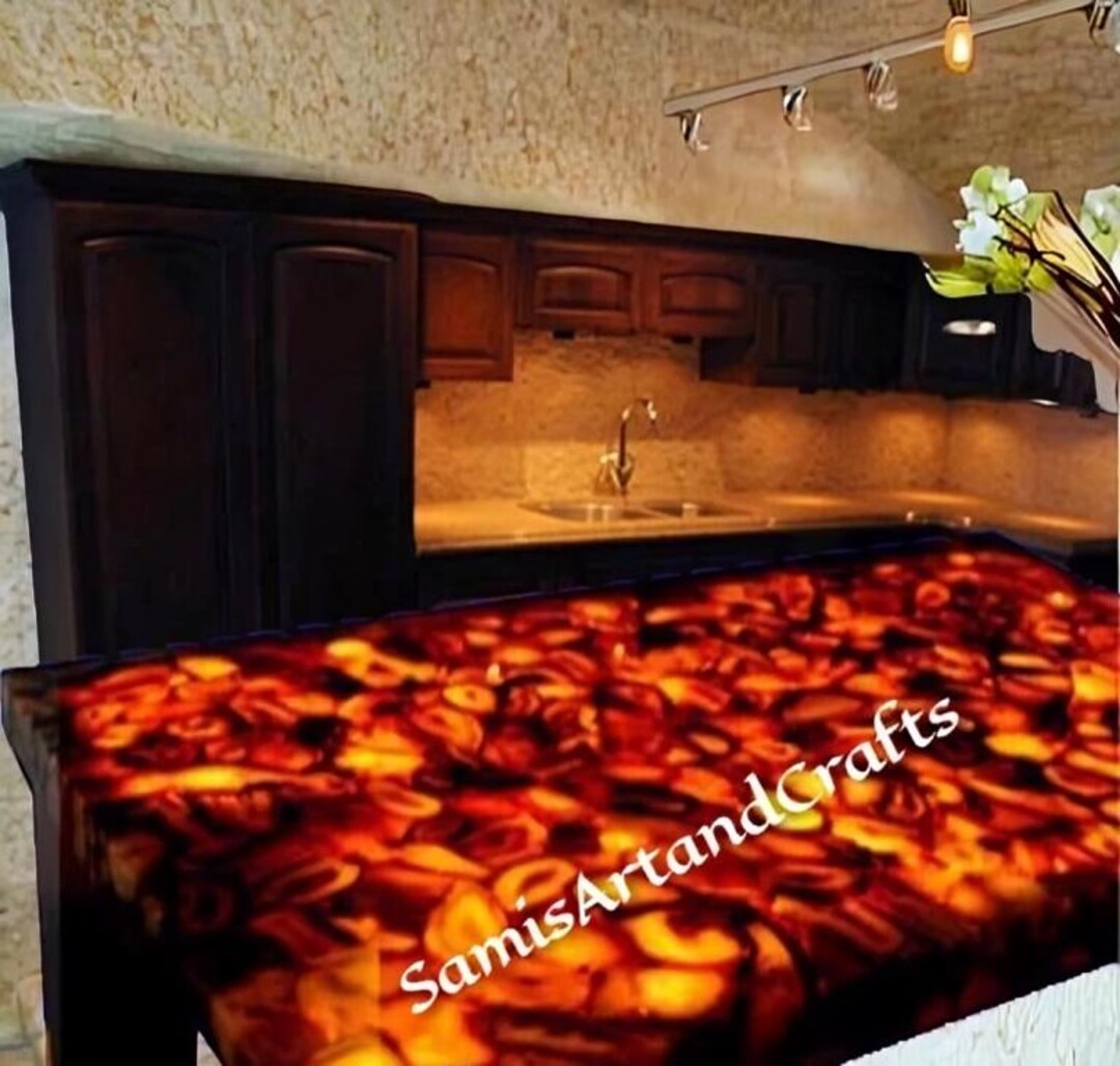 Handmade Agate Countertop Slab: Backlit Gemstone Table Top - Etsy