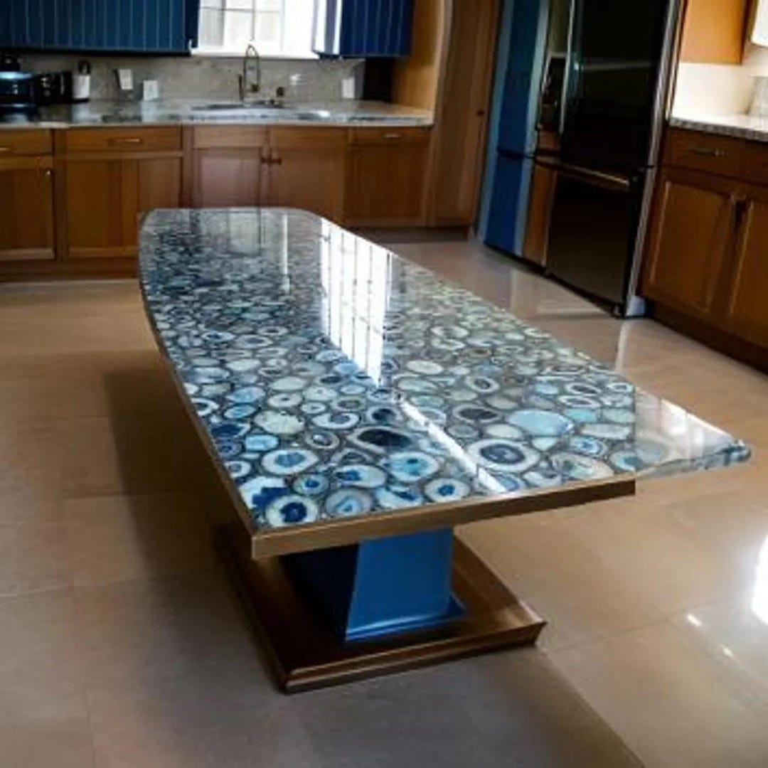 Blue Agate Kitchen Countertop & Vanity Countertop, Agate Table, Agate ...