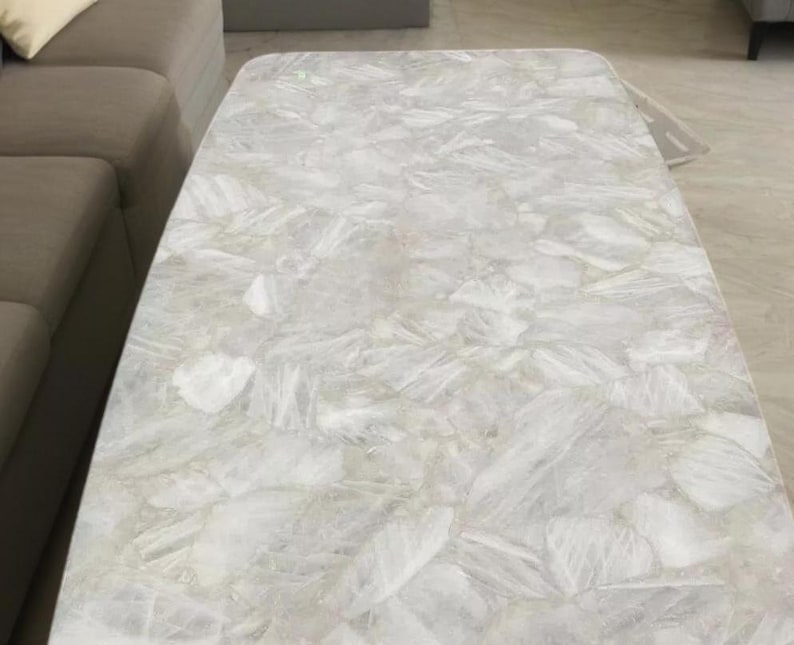 Luxury White Quartz Table, Quartz Dining Table Top, Stone Coffee Table ...