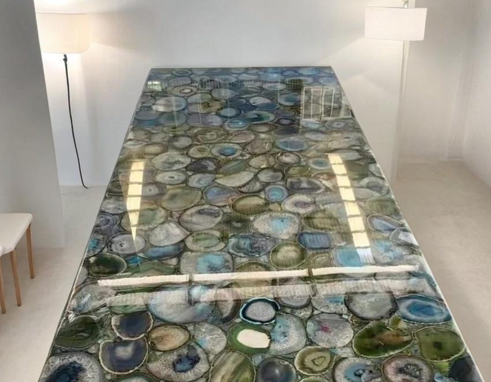 Buy Blue Agate Dining Table Top, Agate Office Conference Table Top ...