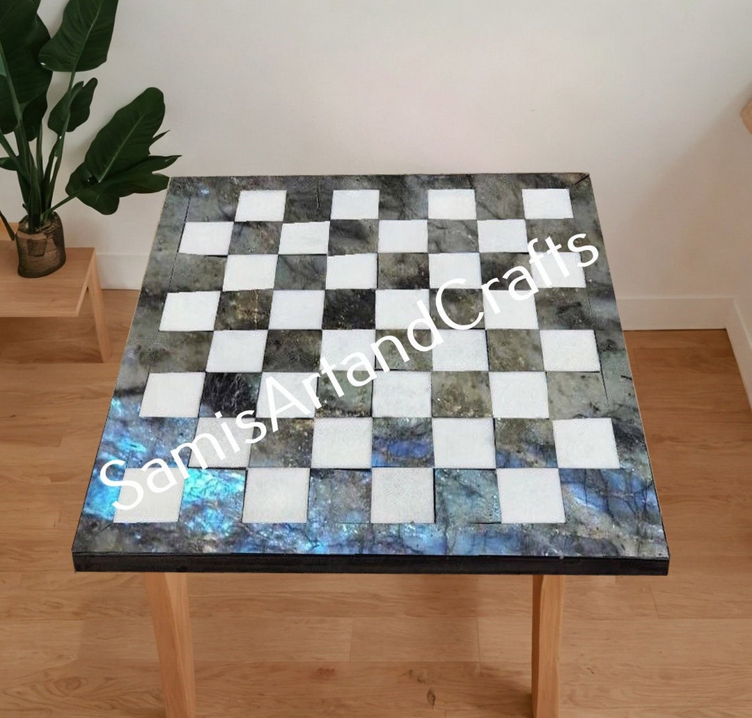 Handmade Labradorite & Marble Chess Board, Inlay Art - Etsy