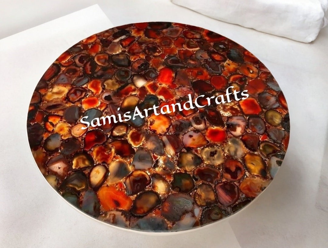 Round Agate Table Top, Agate Handmade Table Top, Round Coffee Table Top ...