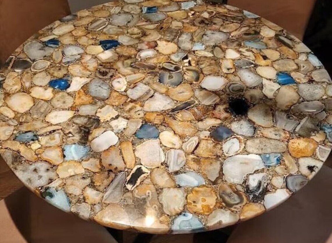 Agate Table Top, Agate Corner Side Table Top, Natural Agate Round Table ...