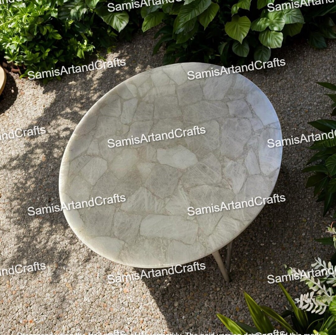 White Quartz Round Table Top, Modern Home Decor - Etsy