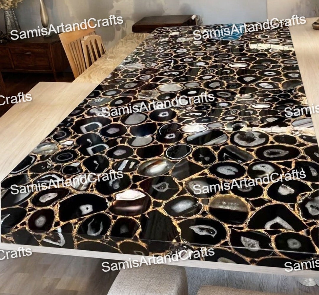 Black Agate Counter Top, Stone Kitchen Counter Slab, Mid Century Modern ...