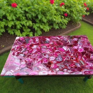 Pink Epoxy Center Table With Classy Look Agate Coffee Table Top for ...
