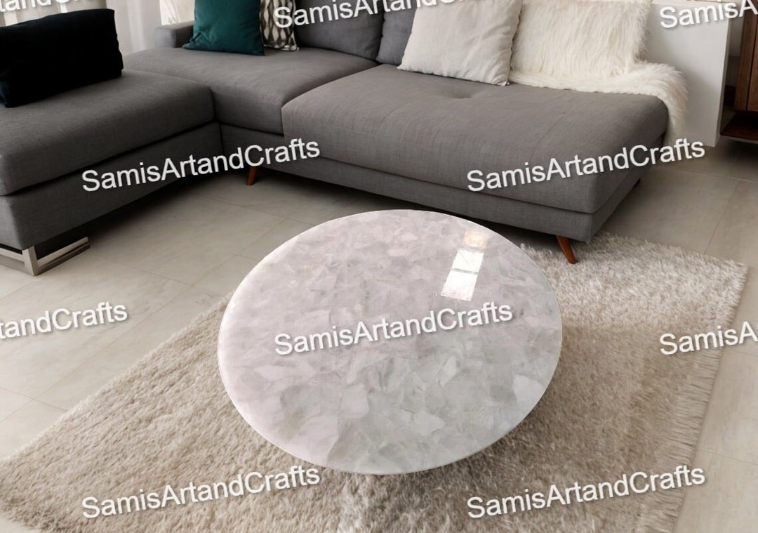 White Quartz Round Table Top: Custom Coffee Table, Indoor Decor - Etsy