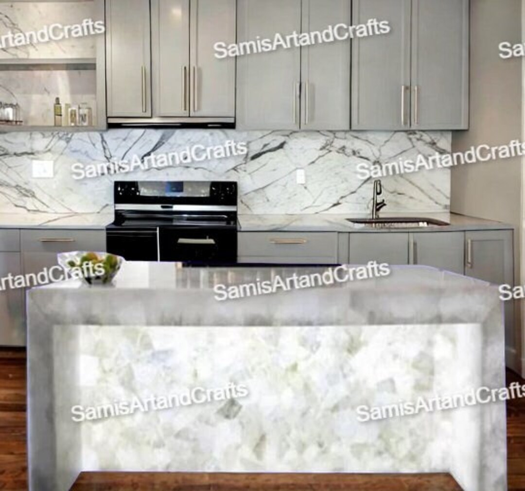 Quartz Kitchen Counter Top, White Quartz Stone Dining Table Top, Modern ...
