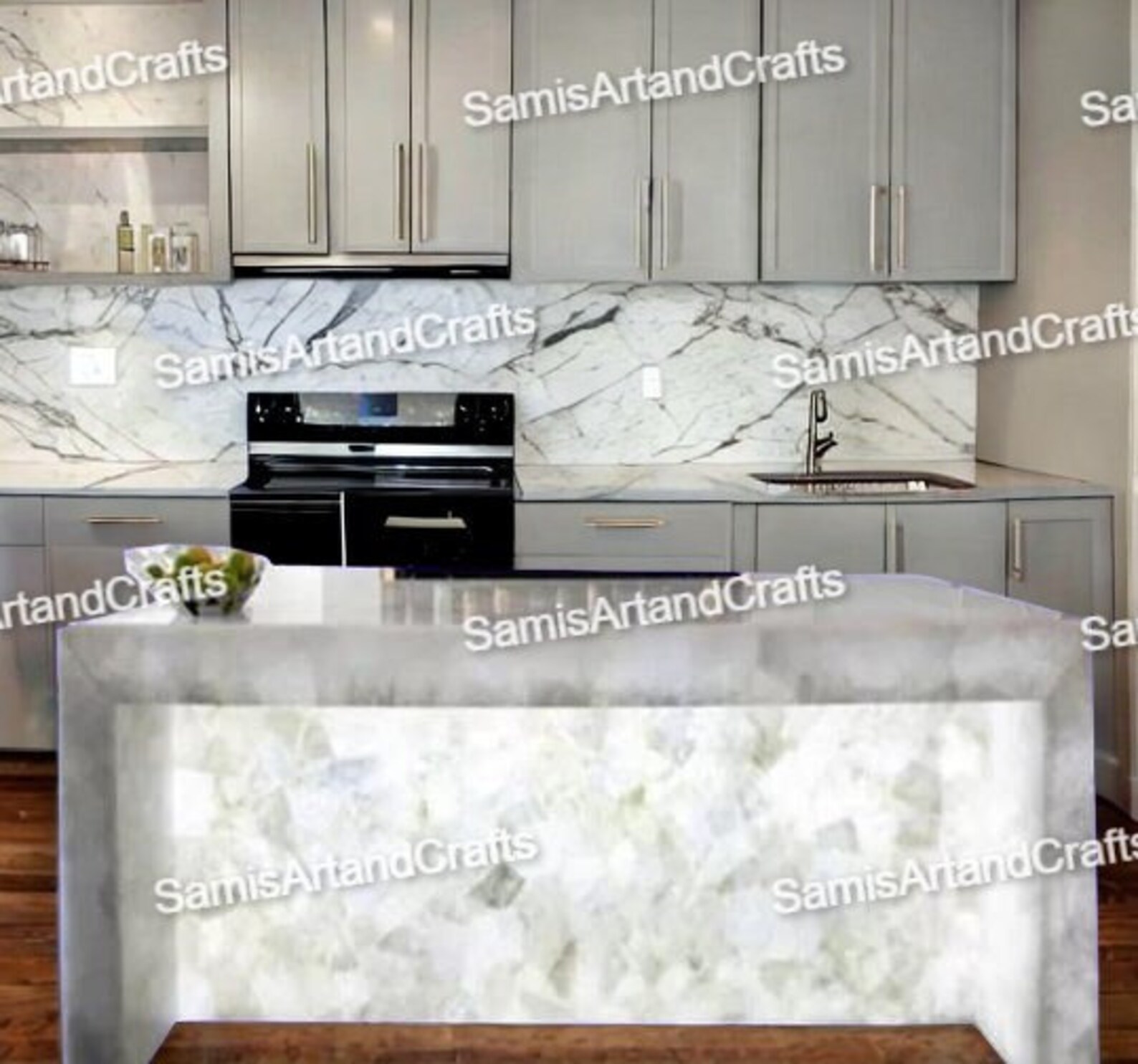 Quartz Kitchen Counter Top, White Quartz Stone Dining Table Top, Modern ...