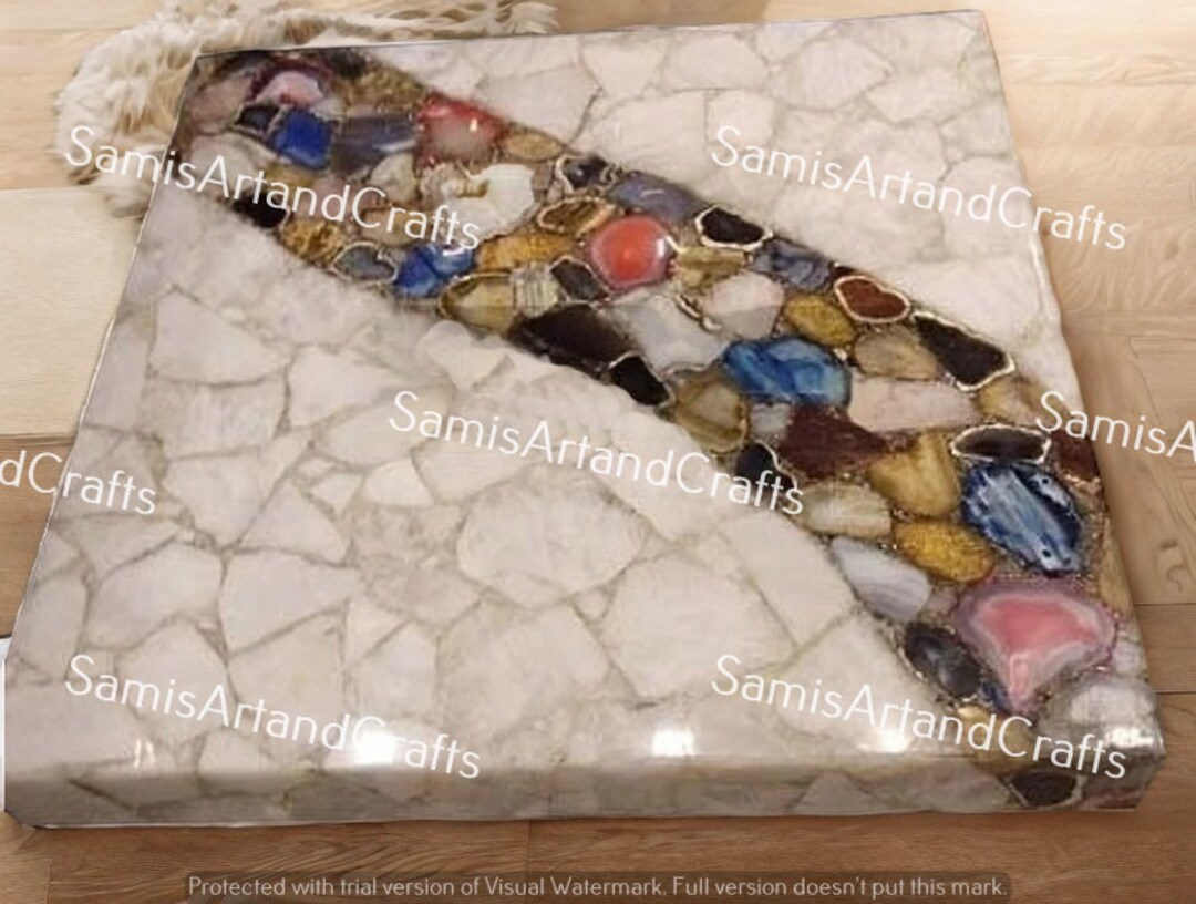 Agate Table Top, Square Coffee Table Top, White Agate Side Table ...
