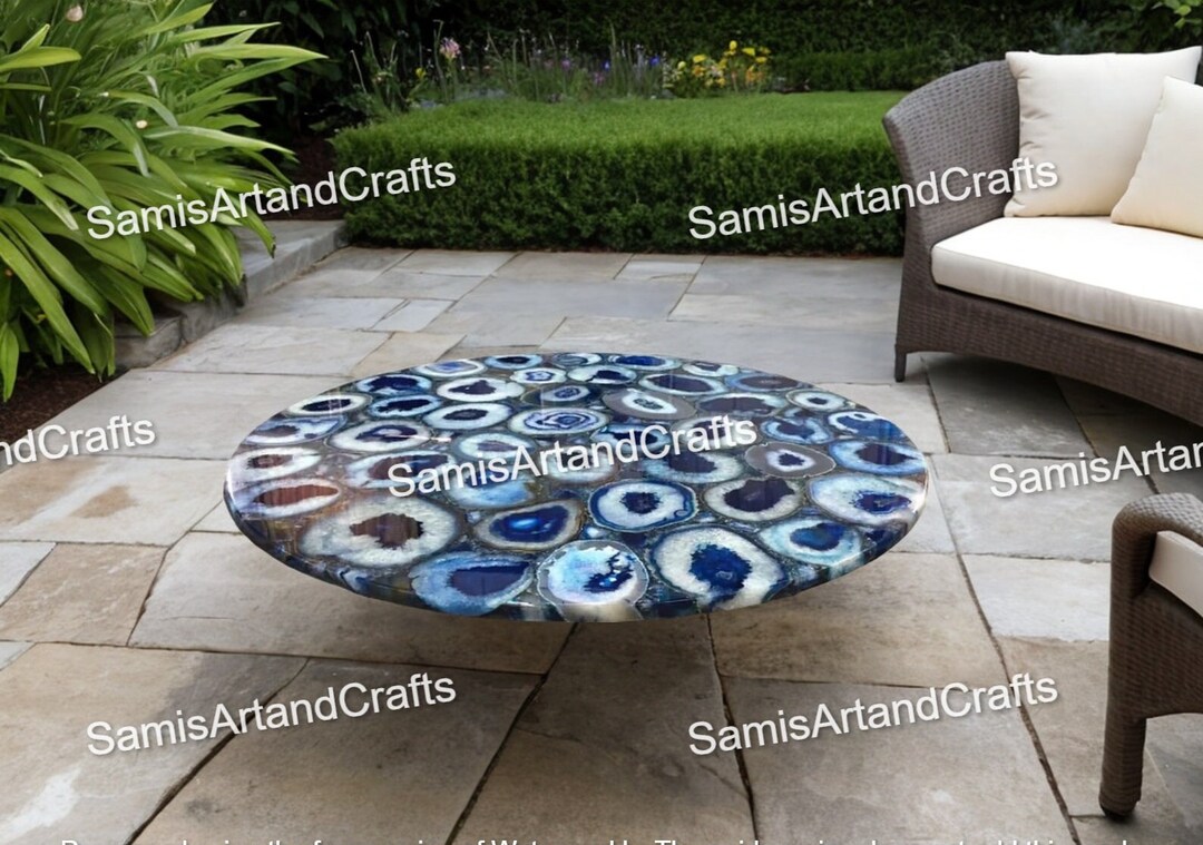 Agate Round Table for Kitchen/ Agate Coffee Table/ Agate Resin Sofa ...