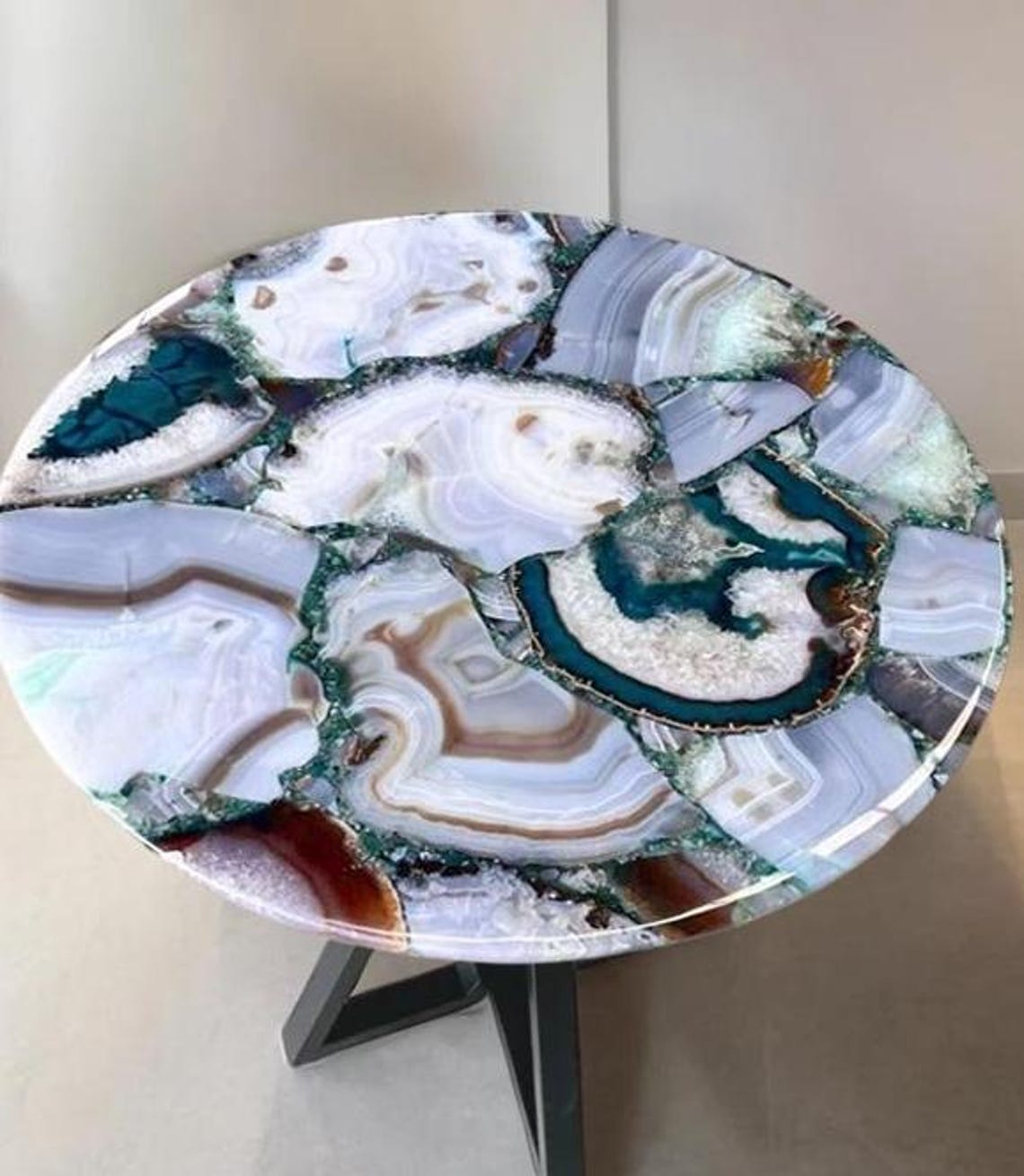 Natural Agate Table, Agate Side Table, Agate Round Center Table, Agate ...