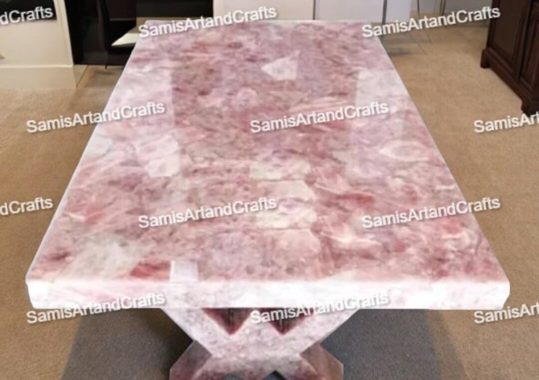 Natural Pink Quartz Center Table Top, Quartz Office Work Table Top ...