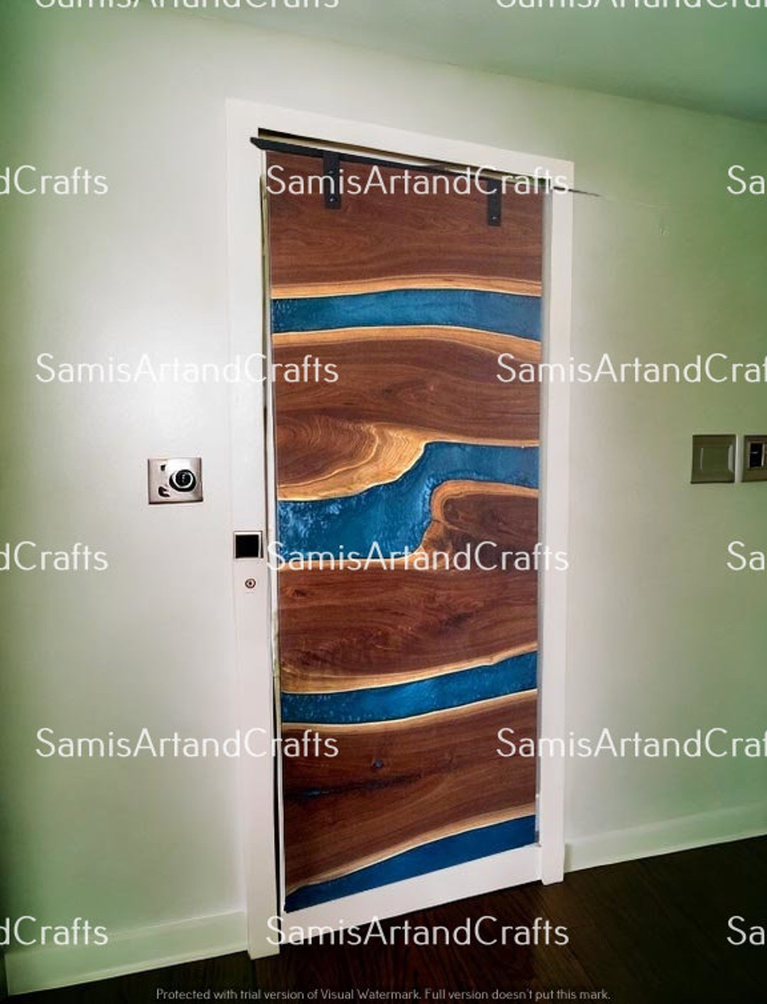 Blue Epoxy Barn Door, Wooden Epoxy Door, Epoxy Resin Barn Door, Custom ...