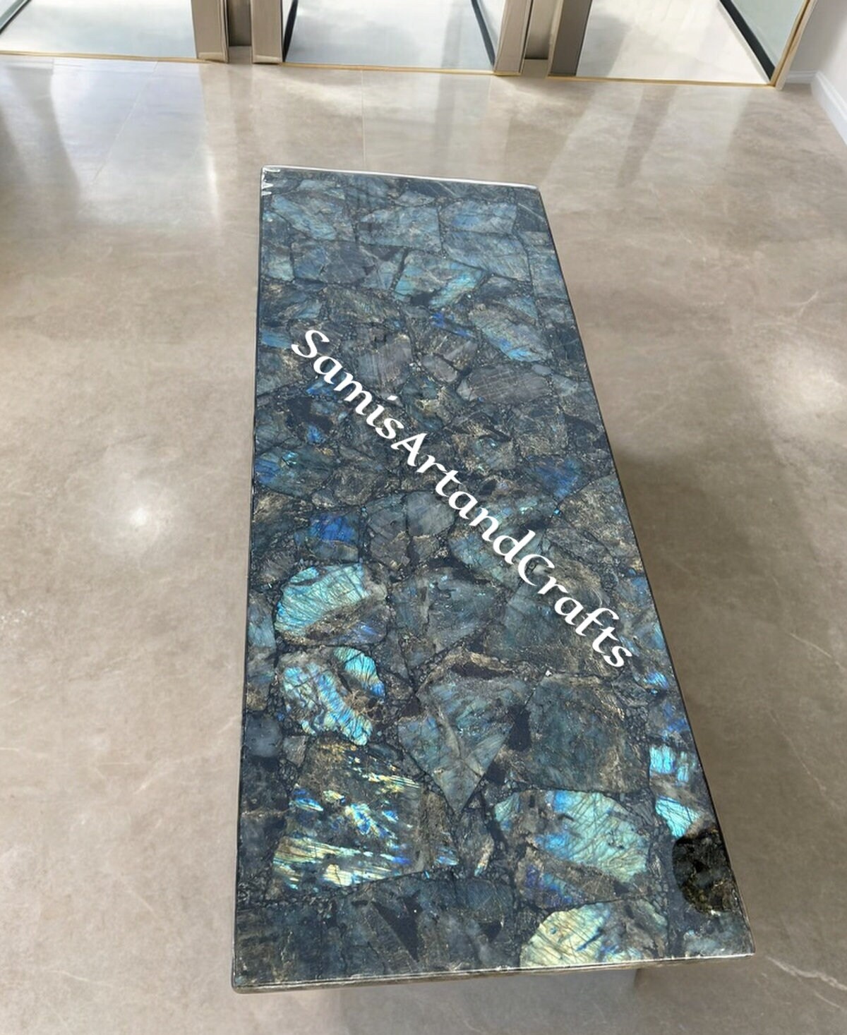 Labradorite Gemstone Top Bar & Kitchen Slab Table Furniture, Home Decor ...