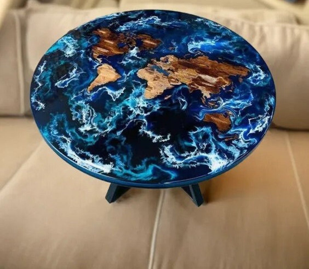 Ocean Epoxy Coffee Table Epoxy Drink Table Ocean End Table Top Epoxy ...