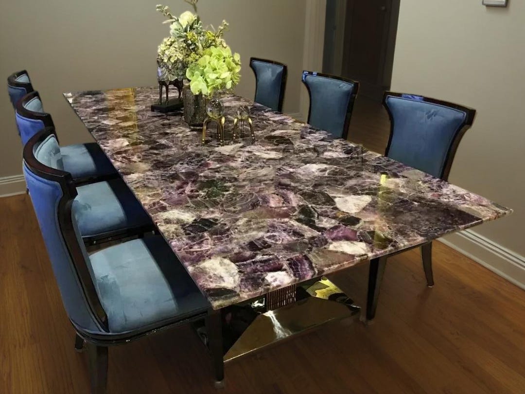 Purple Amethyst Table, Stone Dining Table Handcrafted Stone Coffee ...