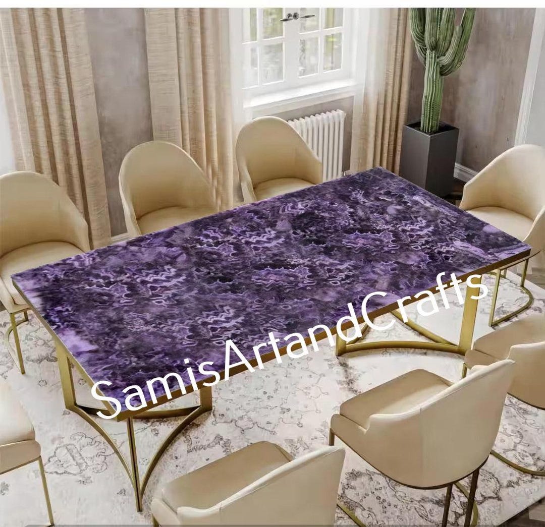 Amethyst Table/ Agate Countertop / Dining Table, Purple Amethyst Table ...