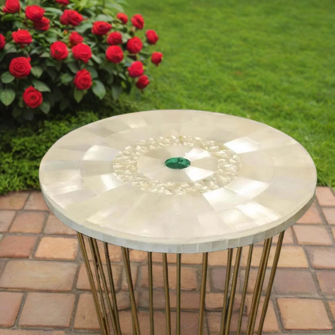 Selenite Round Coffee Sofa Table Top, Selenite Gem Stones Center ...