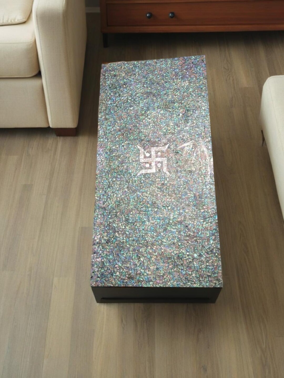 Abalone Shells Marble Coffee Table / Handmade Abalone Stones Counter ...
