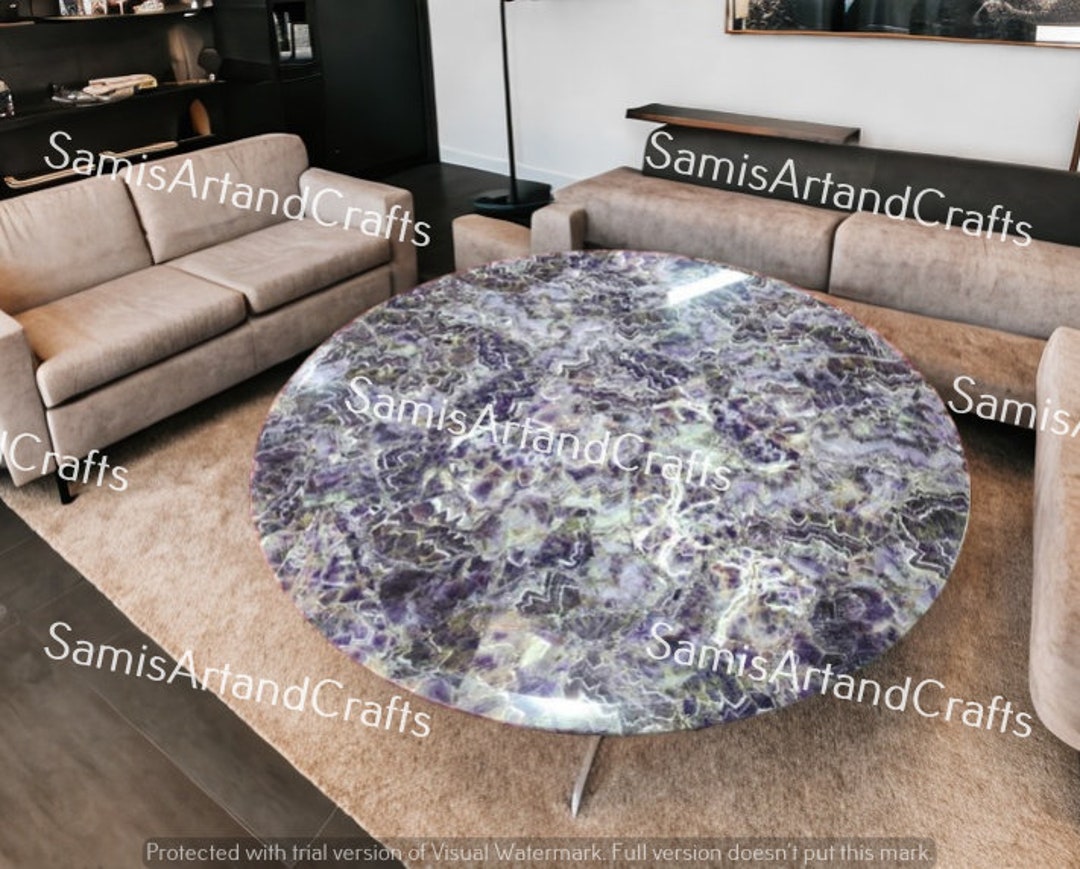 Amethyst Round Agate Table Top, Stone Furniture Decor - Etsy