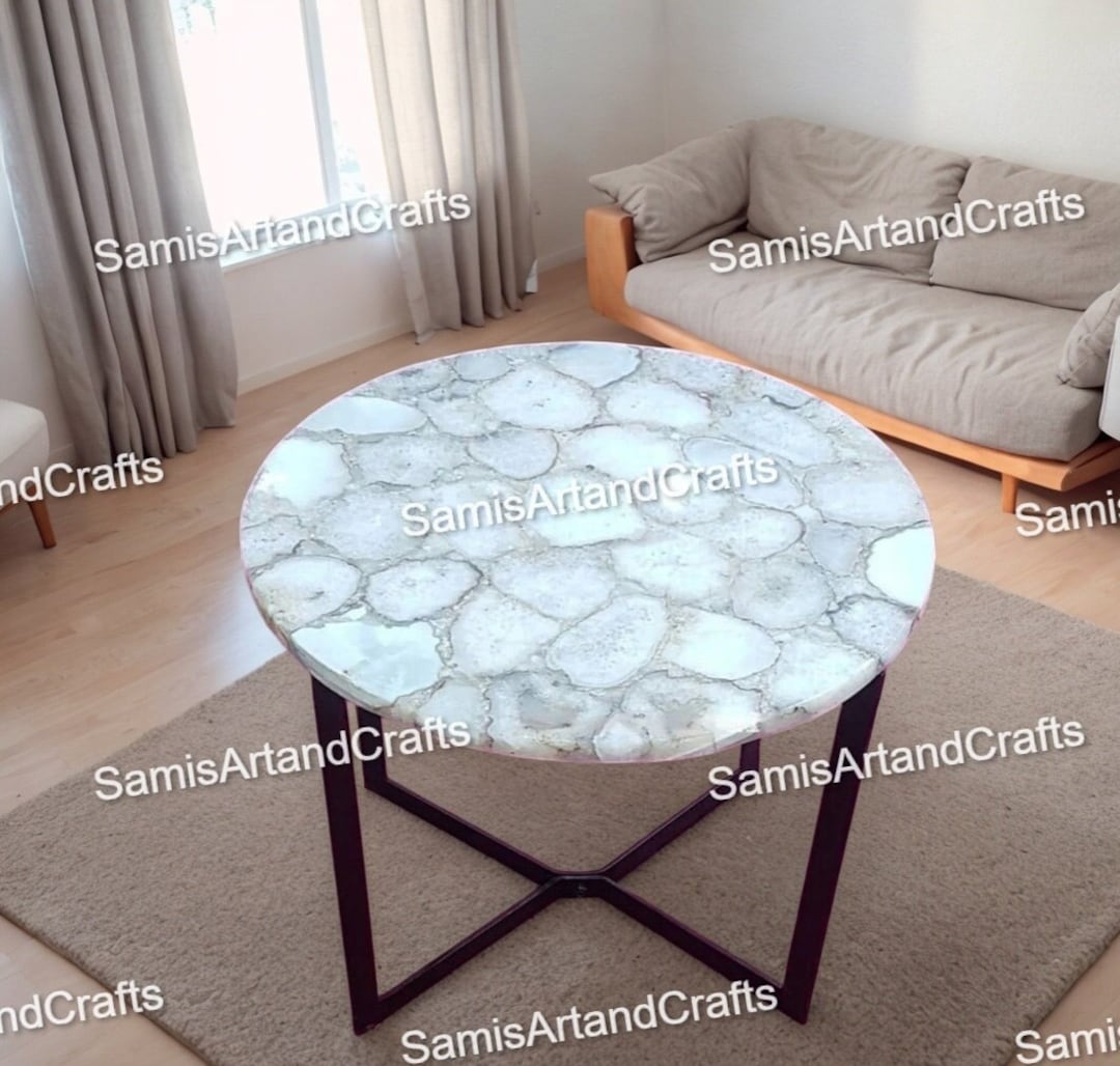 White Agate Table Top: Modern Home Office Decor - Etsy