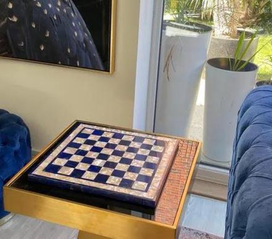 Christmas Gift Best Quality Lapis Lazuli & Mop Stone Chess Board ...