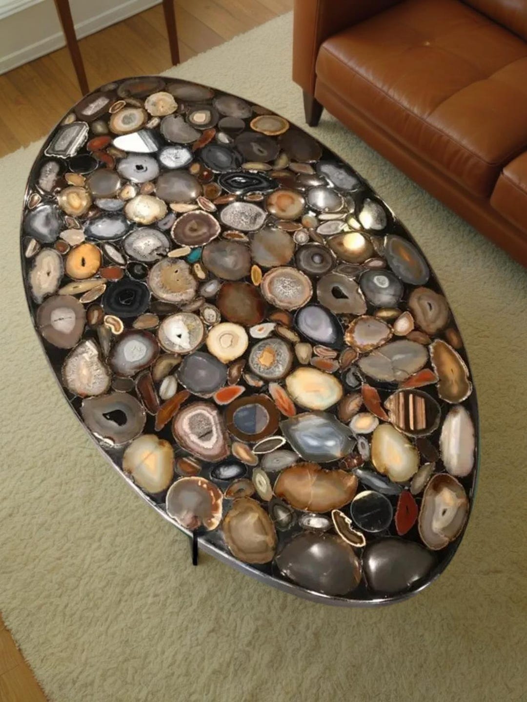 Agate Stone Center Sofa Dining Table Handmade Furniture Gemstone ...