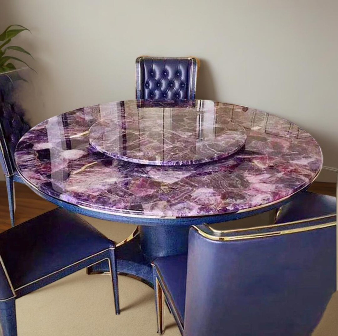 Amethyst Stone Coffee Table Top, Crystal Healing Gemstone Decor - Etsy