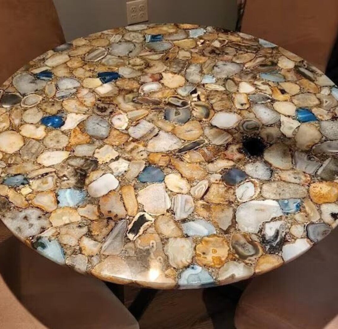 Agate Table Top, Agate Corner Side Table Top, Natural Agate Round Table ...
