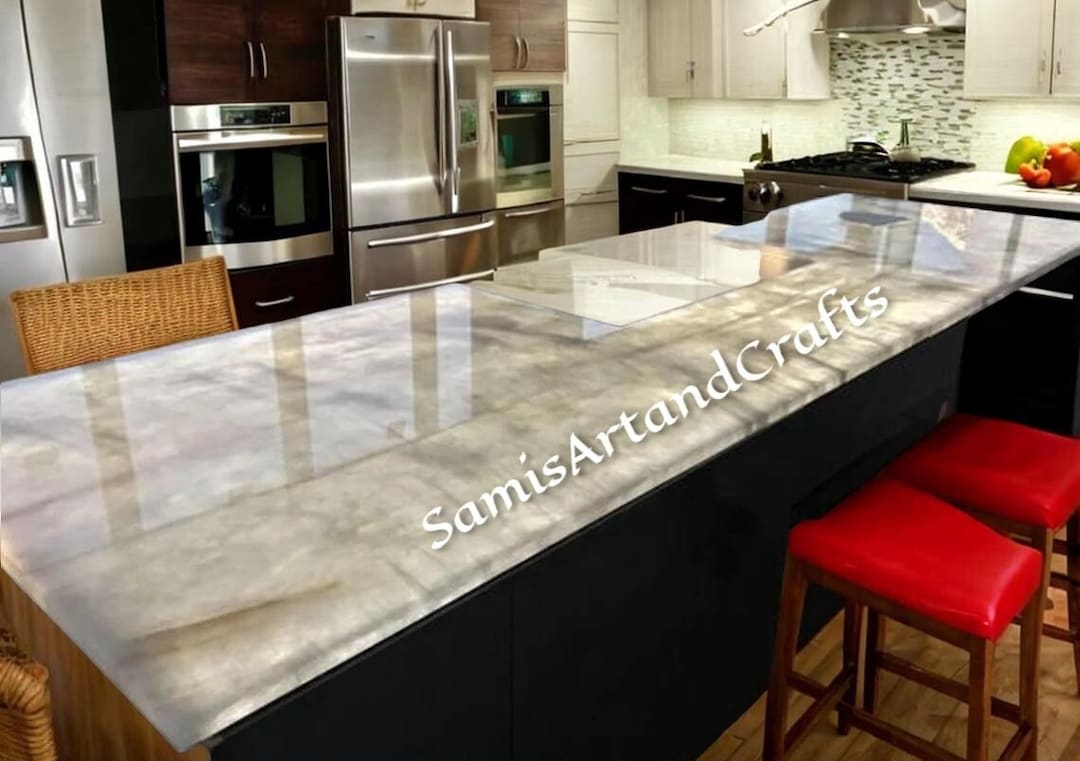 White Quartz Kitchen Countertops, Quartz Bar Countertops, Luxury Dining ...