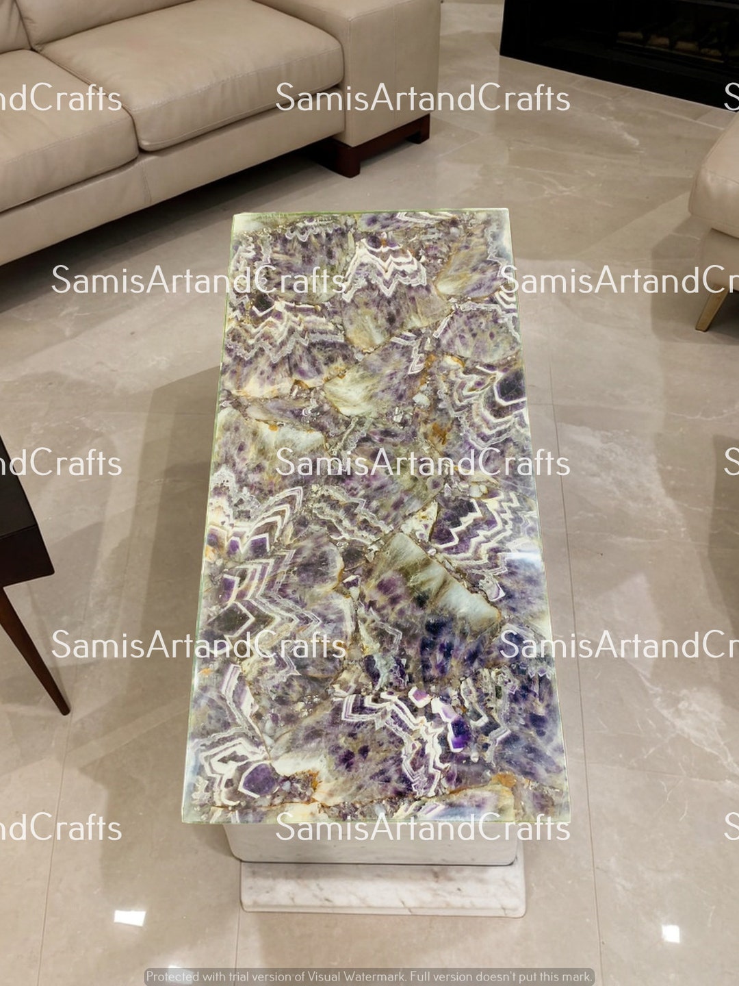 Amethyst Stone Kitchen Slab Stone Handmade Dining Table Top - Etsy