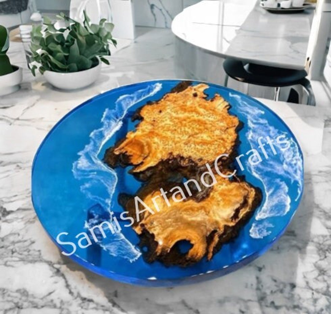 Ocean Blue Epoxy Coffee Table, Wooden Epoxy Resin Table, Epoxy Resin ...
