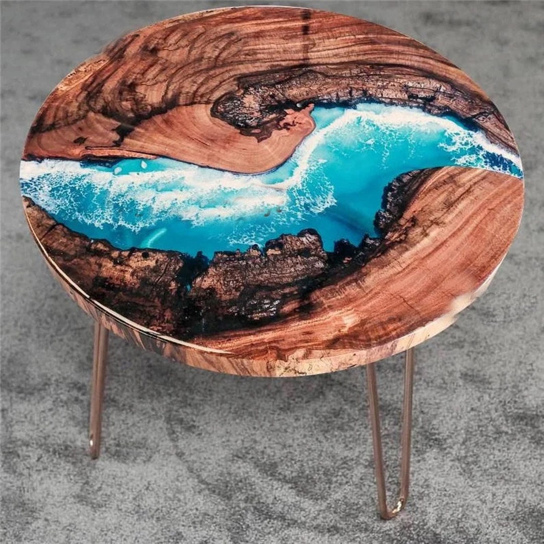 Ocean Epoxy Coffee Table Epoxy Drink Table Ocean End Table - Etsy