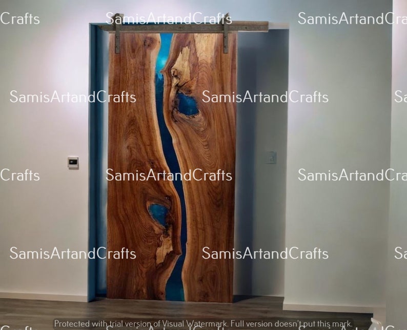 Epoxy Resin River Door, Live Edge Acacia Wood, Hand Carved Luxury Door ...