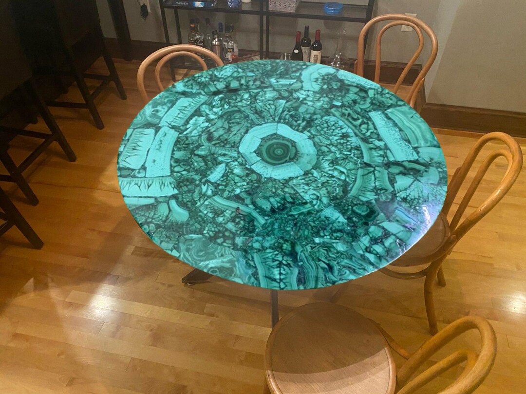 Malachite Round Table Top, Green Gemstone Inlay - Etsy