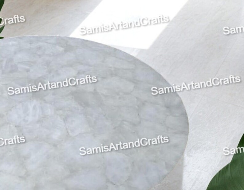 White Quartz Round Center Table Top, Natural Quartz Table Top , Quartz ...