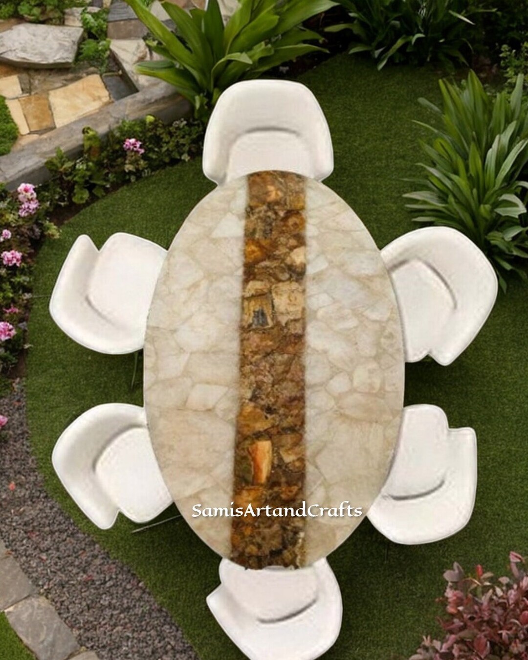 Agate Oval Shape Table Top, Stone Coffee & Dining Center Table Top ...