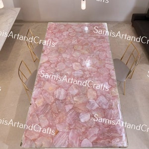 Natural Pink Quartz Dining Table Top, Rose Quartz Stone Kitchen Slab ...