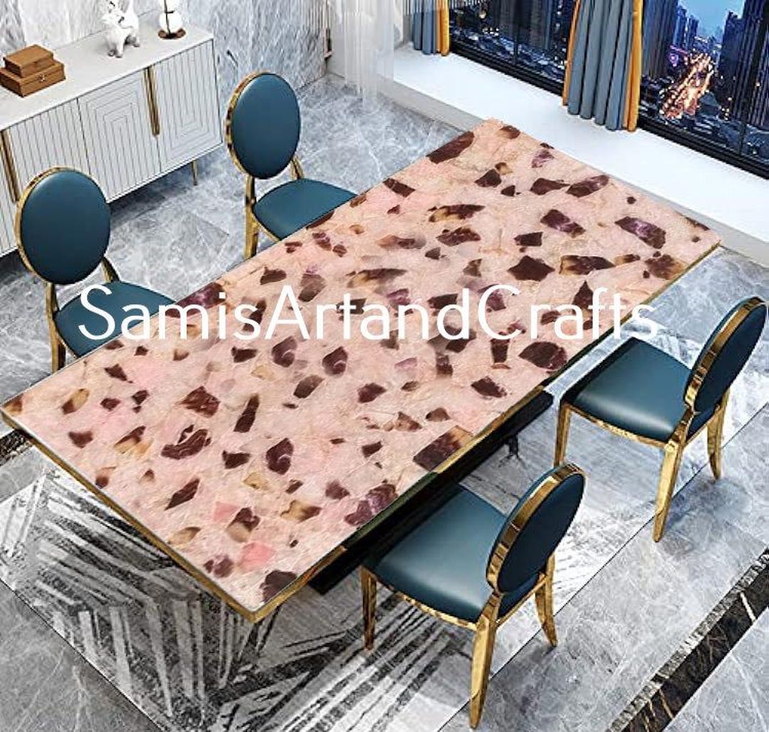Elegant Rose Quartz Table, Quartz Countertop, Crystal Table, Stone ...