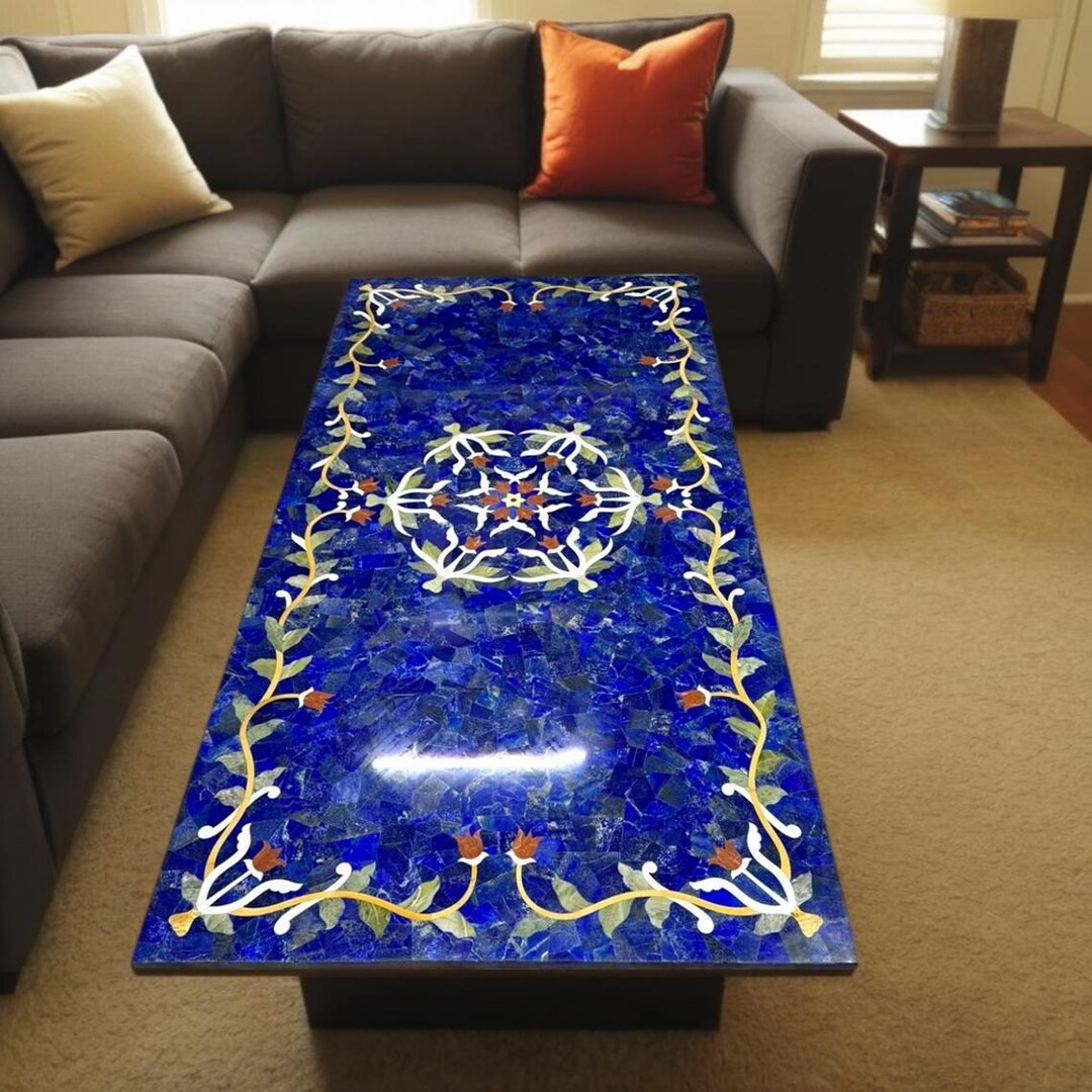 Lapis Lazuli Gemstone Dining Table Top Blue Table Top Kitchen Counter ...