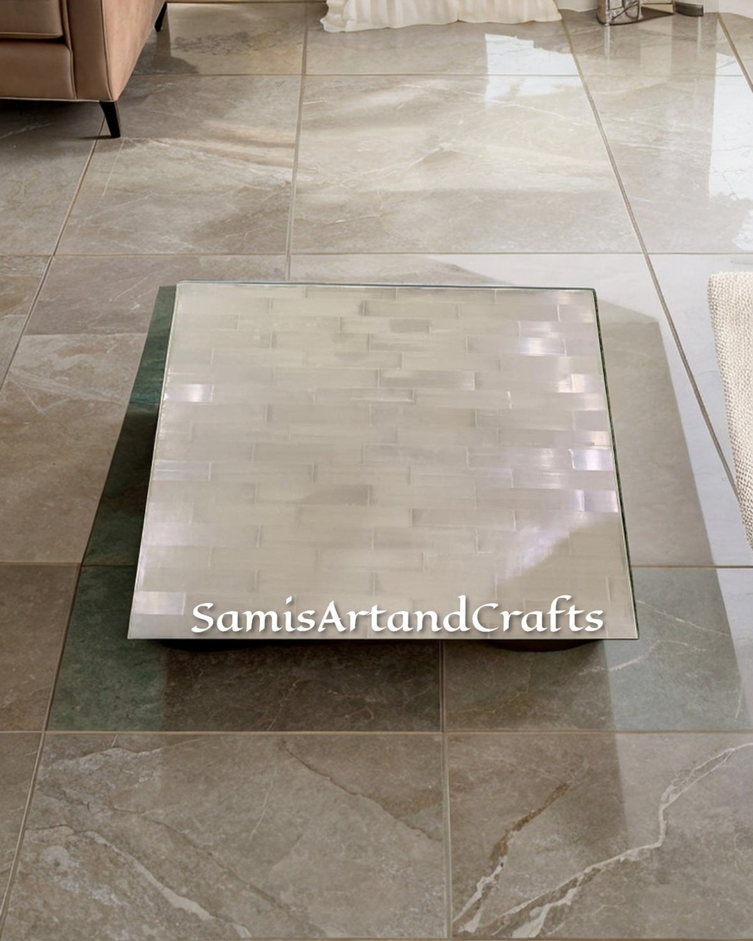 Handmade Selenite Stone Table Top, Luxury Gemstone Furniture - Etsy
