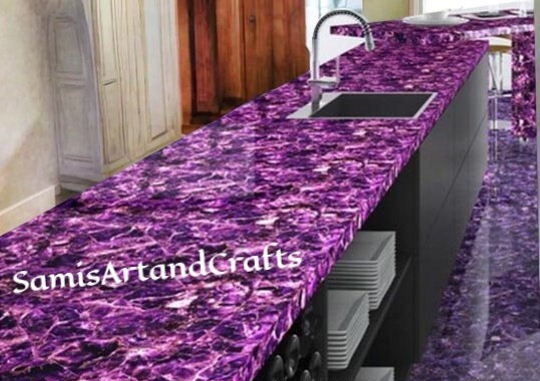 Purple Amethyst Stone Kitchen Counter Table, Home Decor Furniture ...